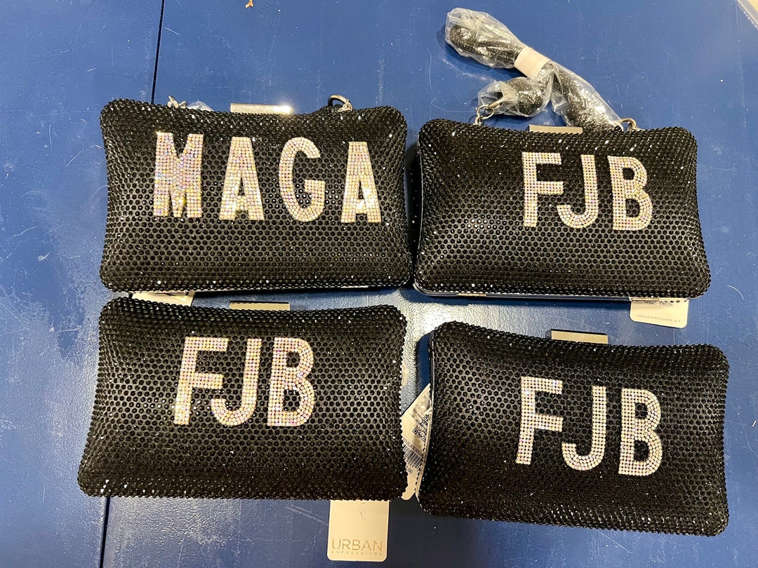Black Crystal FJB or MAGA Clutch/crossbody Purse With Chain Strap ...