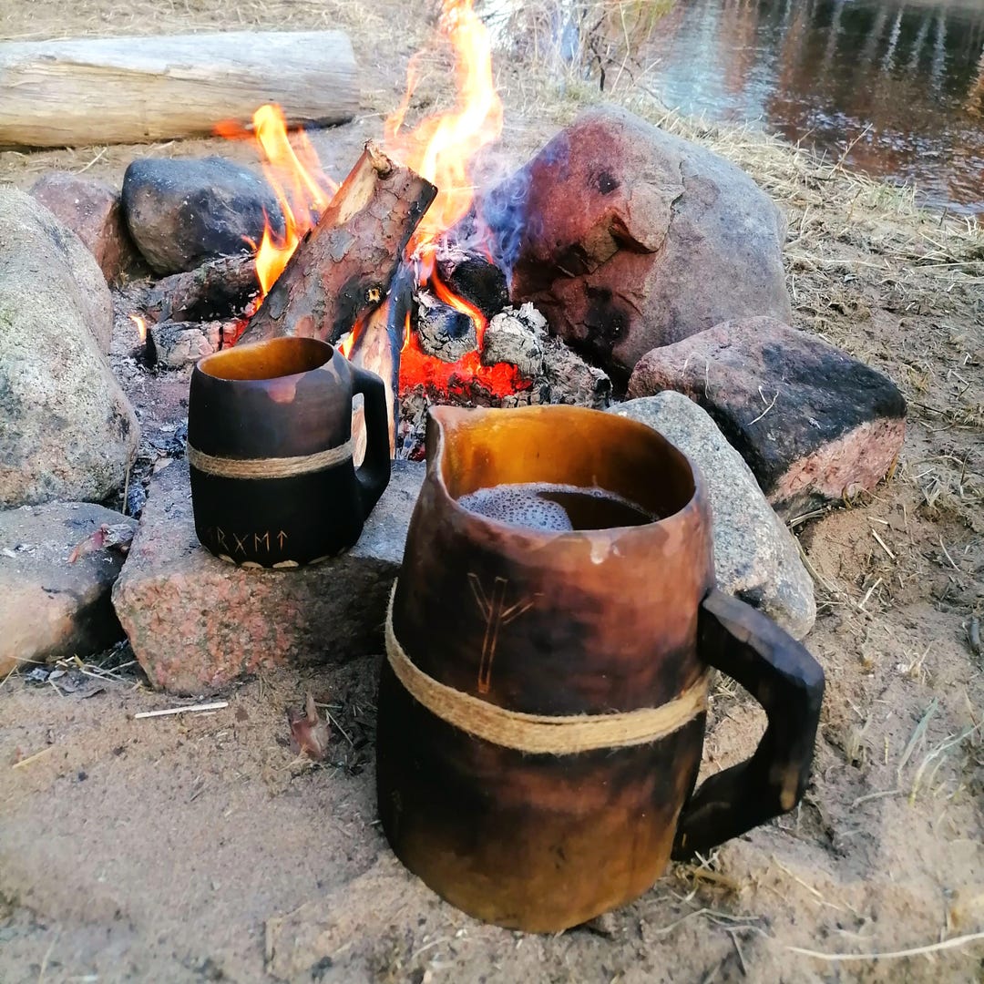 Wooden Beer Stein & Jug Set | Viking Mug | Bushcraft Kit | Rustic ...