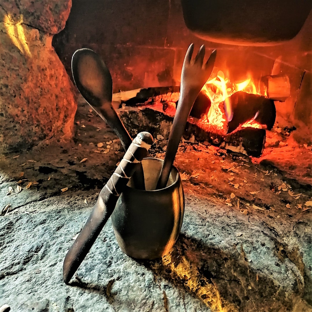Wooden Cutlery 4-set for Bushcraft, Home, Consisting of Fork, Spoon ...
