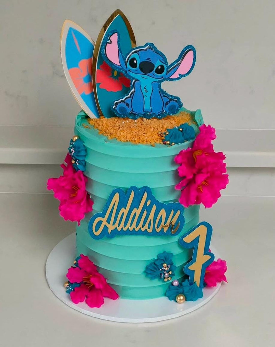 Stitch 5 Piece Cake Topper Set / Age/name - Etsy UK