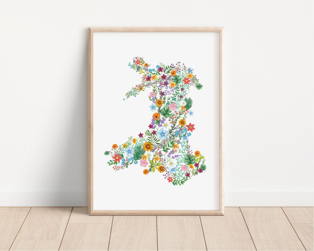 Flower Map of Wales Blodau Cymru Welsh Flowers Map Welsh - Etsy UK