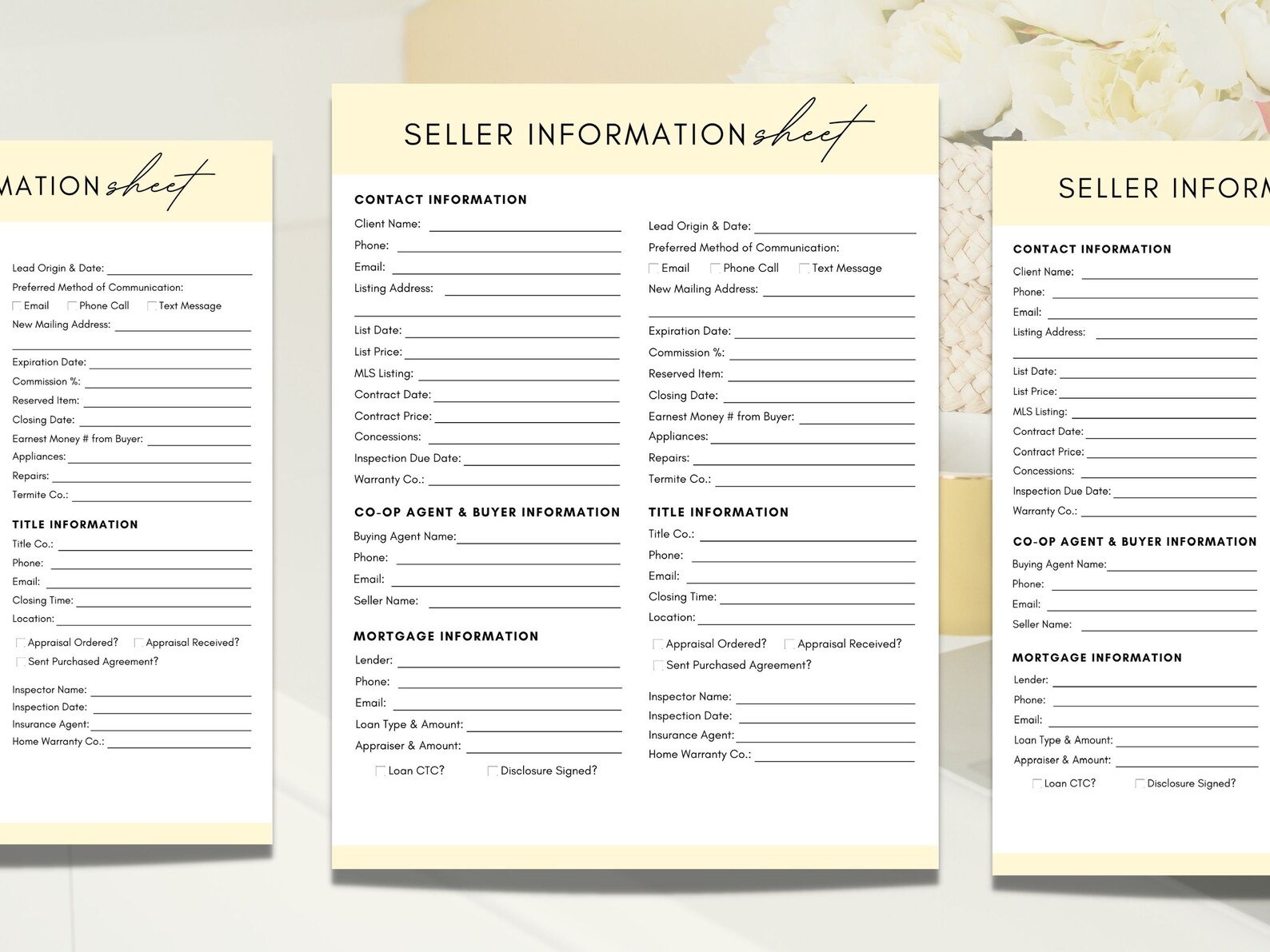 Seller Information Sheet, Real Estate Marketing, Real Estate ...