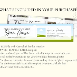 Open House Water Bottle Label, Open House Bottle Tag, Real Estate Water ...