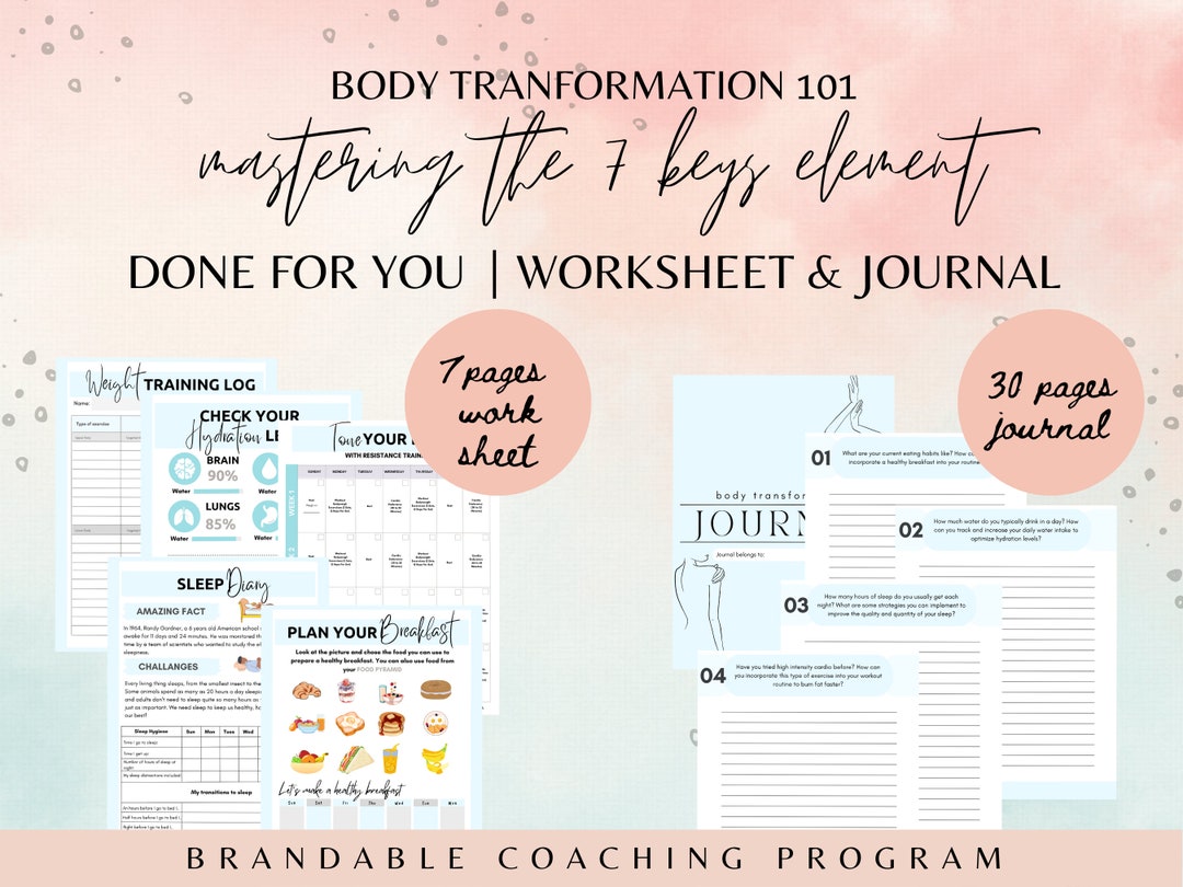 7 Key Body Transformation Done for You Workbook, Coaching Program for ...