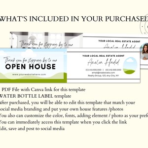 Open House Water Bottle Label, Open House Bottle Tag, Real Estate Water ...