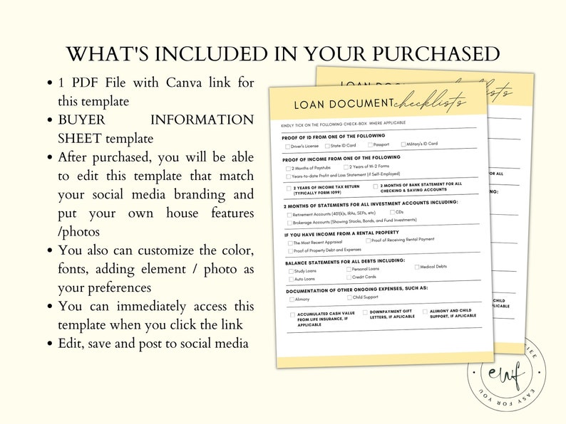 Loan Documents Checklist, Loan Officer Marketing, Mortgage Marketing, Loan Application Checklist ...