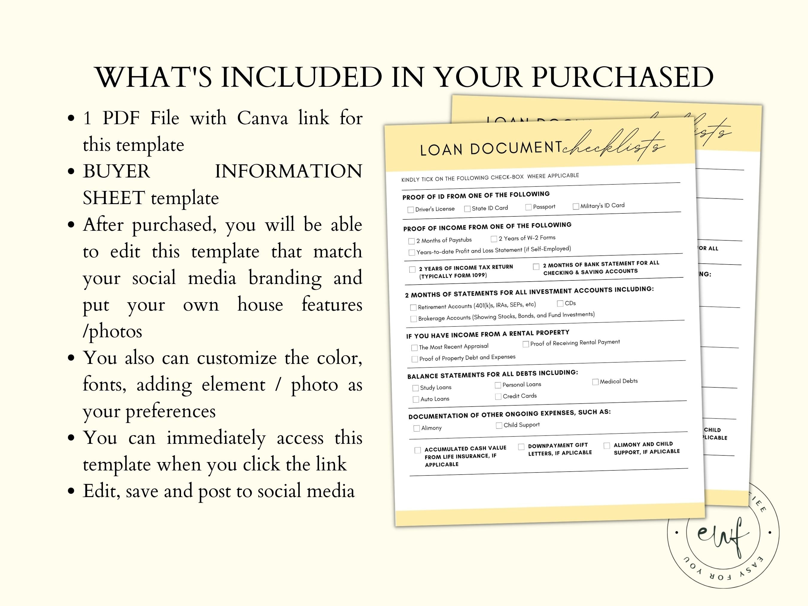 Loan Documents Checklist, Loan Officer Marketing, Mortgage Marketing ...