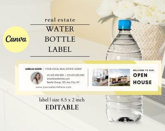 Open House Water Bottle Label, Open House Bottle Tag, Real Estate Water ...