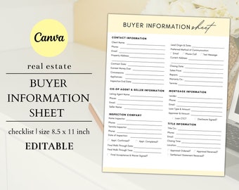 Real Estate Buyer Information Sheet - Etsy
