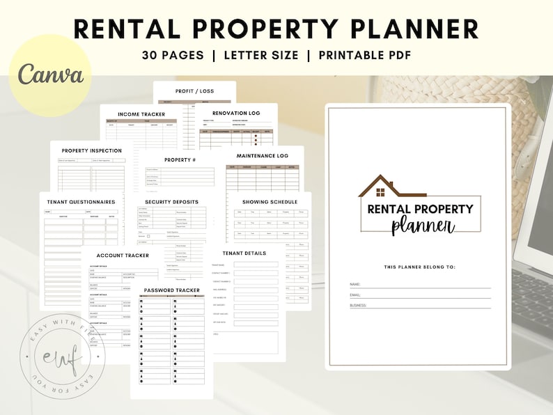Rental Property Management Planner, Printable Rental Property Planner ...