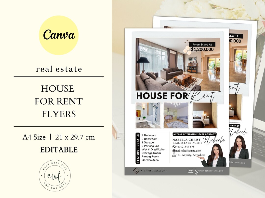 Real Estate Flyer Template, Just Listed Flyer, House for Rent, Real ...