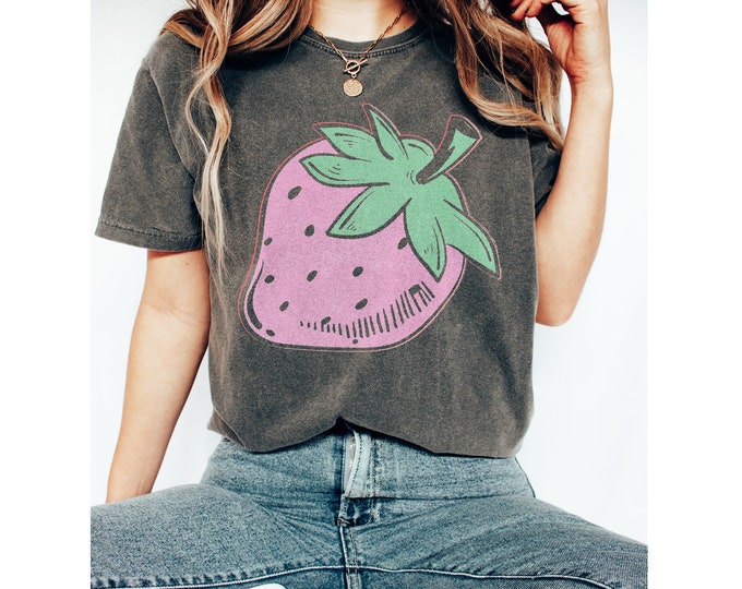 Strawberry Shirt Y2K Cottagecore Fruit Shirt Kawaii Strawberry Shirt ...