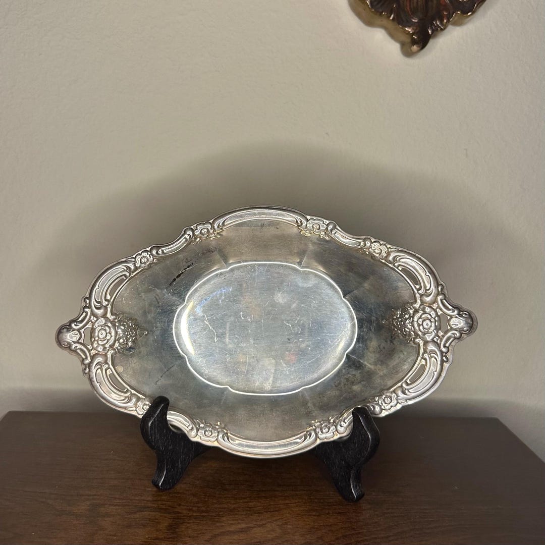 Silver Decorative Serving Tray | Antique Tray | Silver - Etsy