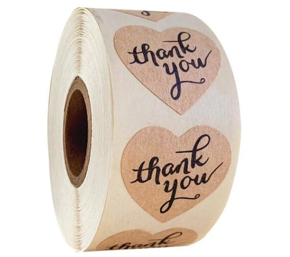 Heart Shape Thank You Stickers Labels Stickers For T Pack Etsy