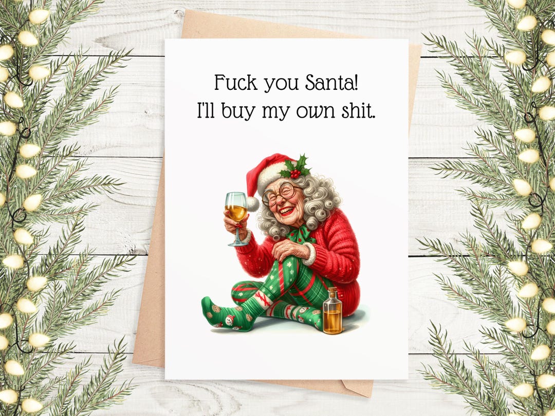 Hilarious Bad Grandma Printable Christmas Cards - Set of 4 | 5x7 Card ...