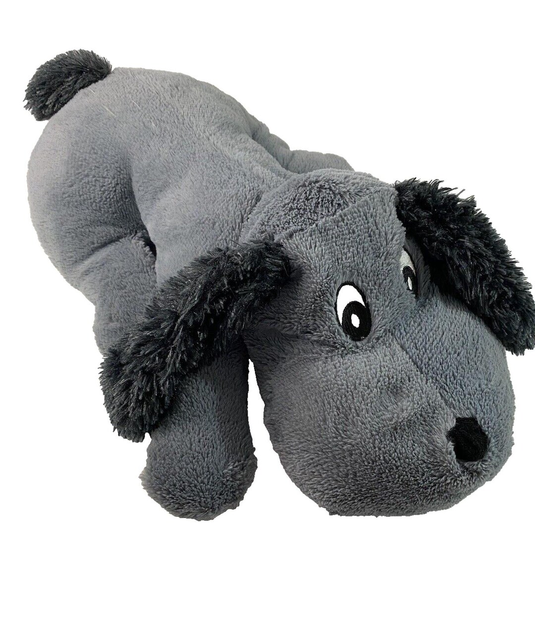 Goffa Plush Stuffed Puppy Dog Lying Down 20 Gray Black Ears & Tail ...