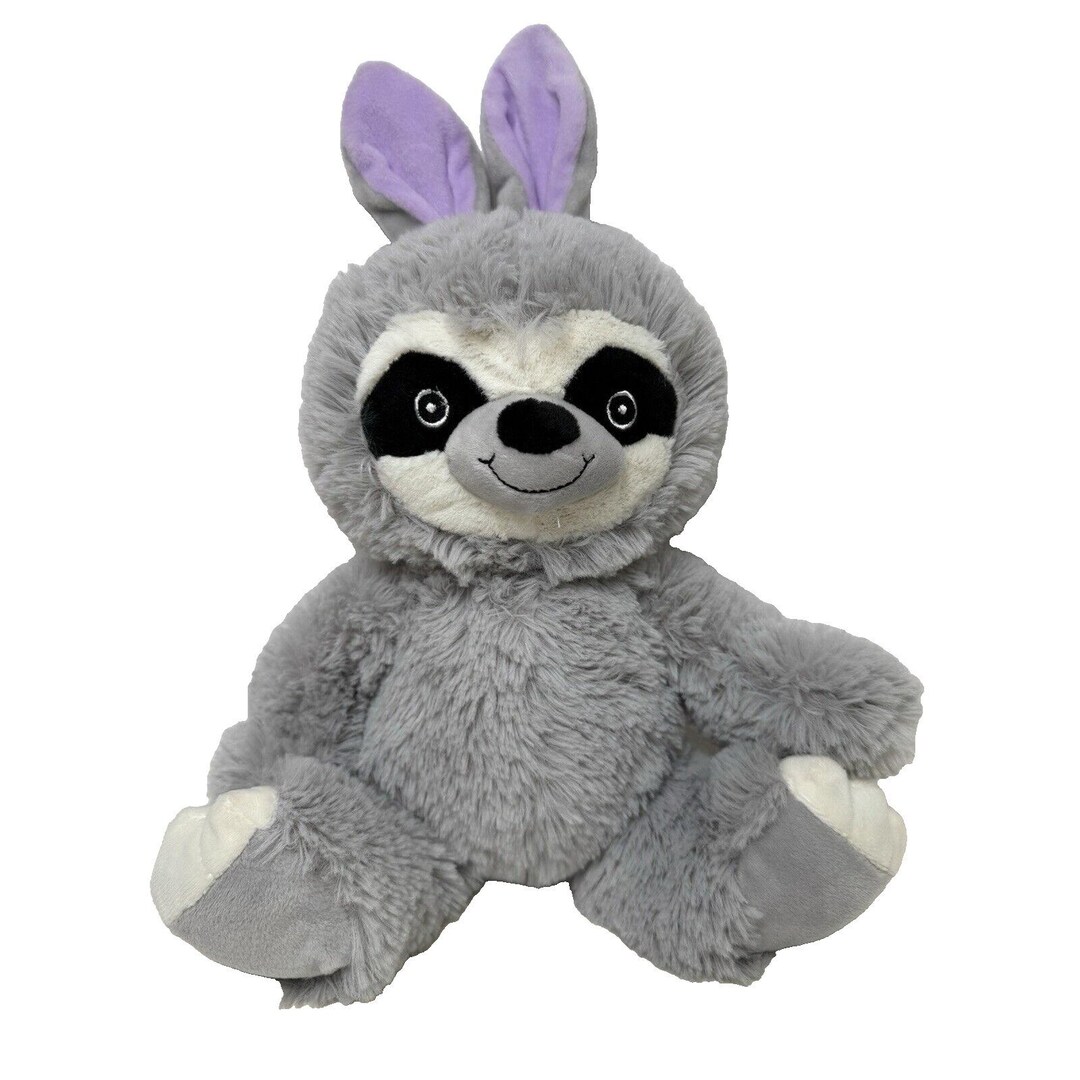 Kellytoy Gray Sloth With Purple Bunny Ears 16" Plush Stuffed Animal ...
