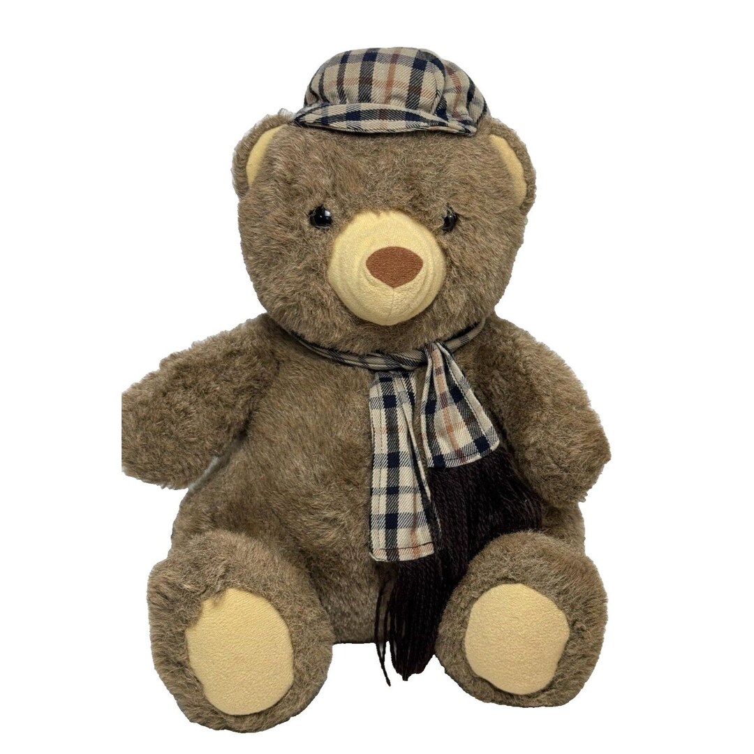 Vintage 1984 Dakin Arthur Teddy Bear Tartan Plaid Hat Scarf 14 Plush - Etsy