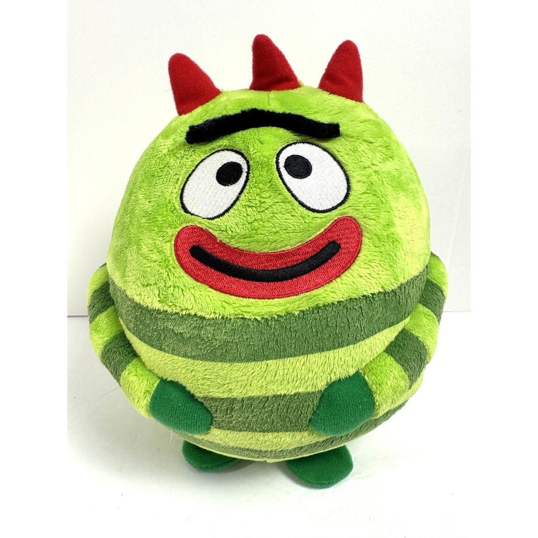 TY Beanie Ballz BROBEE Plush Green Medium 8" Nick Jr Yo Gabba Gabba ...