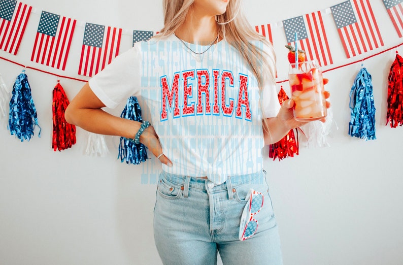 Merica Png Image, Merica in Red Leopard With Blue Border Png, Patriotic ...