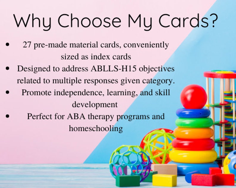 ABA Therapy Cards | ABLLS-H15 Multiple Responses (digital PDF) - Etsy
