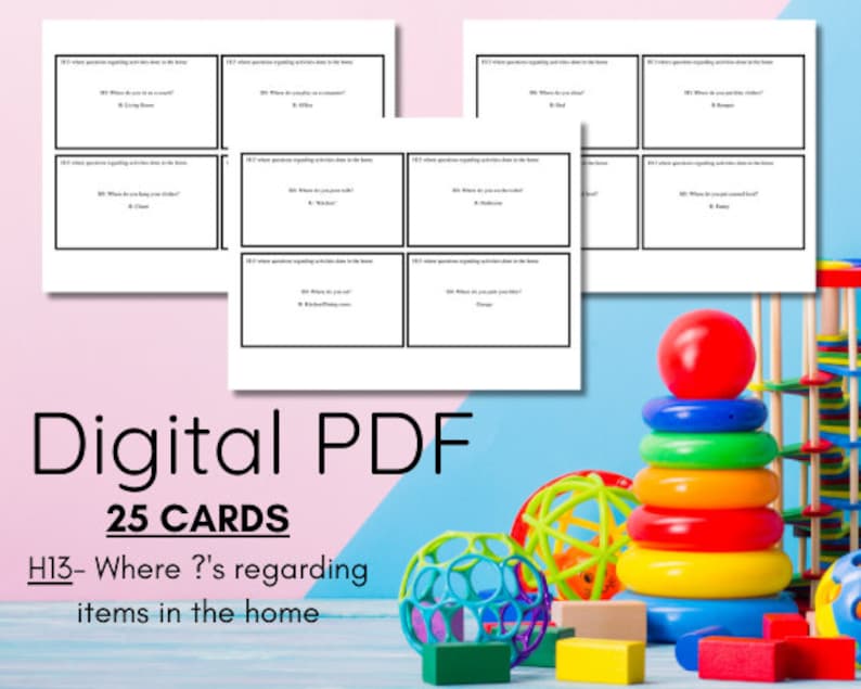 ABA Therapy Material Cards for Home Activities | ABLLS-H13 | 25 Pre ...