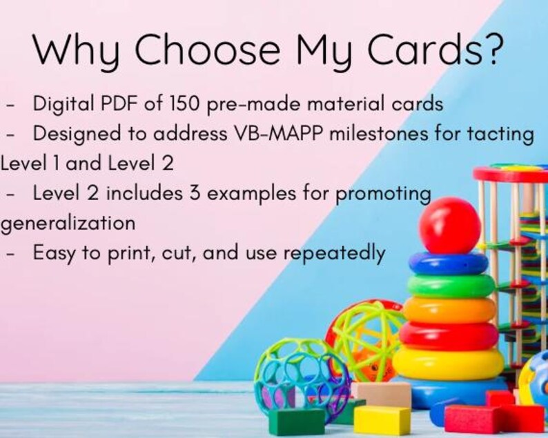 Digital ABA Therapy Material Cards for Tacting Level 1 and 2 Milestones ...