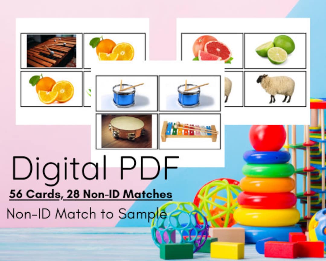 Digital ABA Therapy Material Cards for Match to Sample Non-identical ...