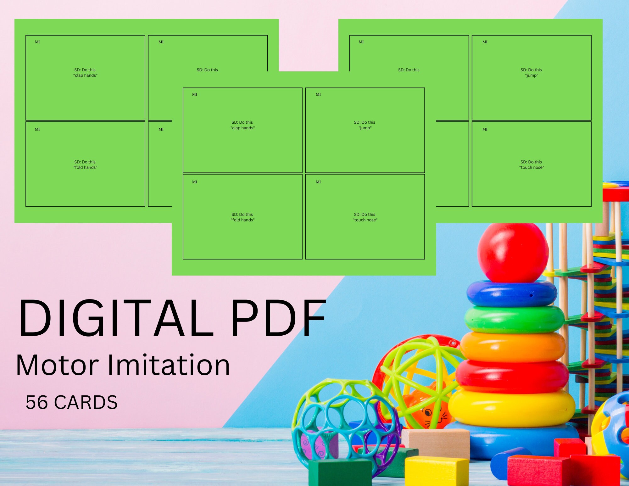 Digital ABA Therapy Material Cards for Motor Imitation Level 1 and 2.7 ...