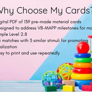 Digital ABA Therapy Material Cards for Match to Sample Level 2.8 | VB ...