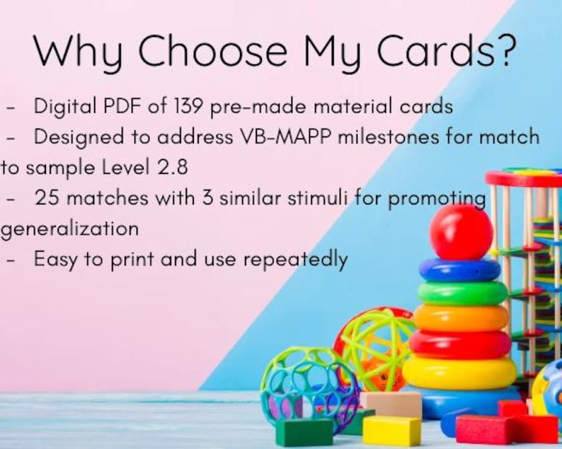 Digital ABA Therapy Material Cards for Match to Sample Level 2.8 | VB ...