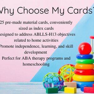 ABA Therapy Material Cards for Home Activities | ABLLS-H13 | 25 Pre ...