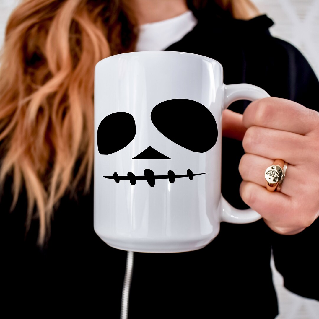 Skeleton Face Mug, Spooky Coffee Cup, Halloween Decor, Skull Mug ...