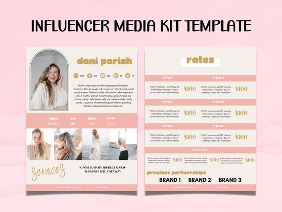 Media Kit Template Influencer Media Kit Instagram Media - Etsy