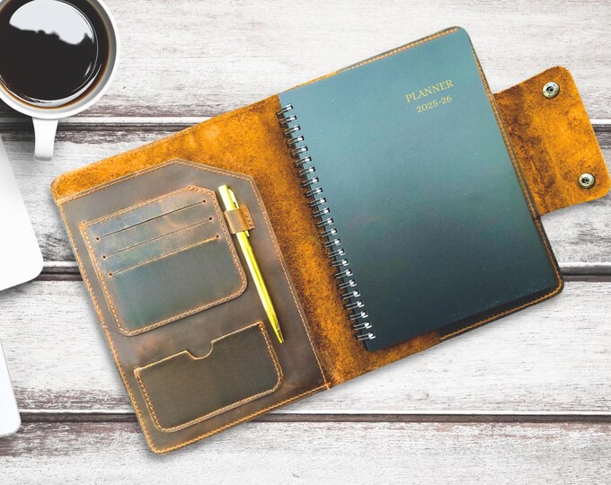 2025 Leather Weekly Planner - Personalized With Your Initials in Gold ...