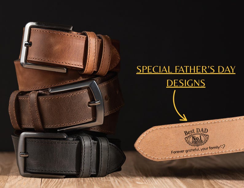 Personalized Leather Belt for Dad, Father’s Day Gift From Kids, Custom ...