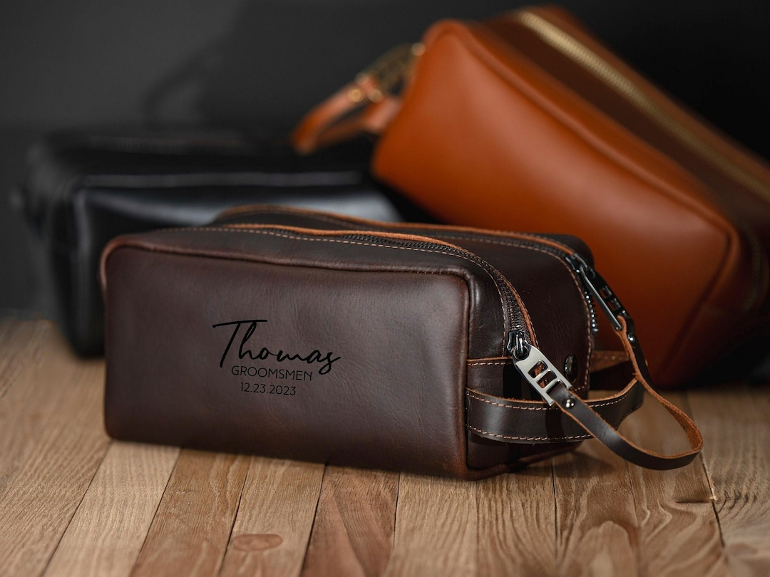 Personalized Leather Dopp Kit, Groomsmen Gift, Customized Leather ...