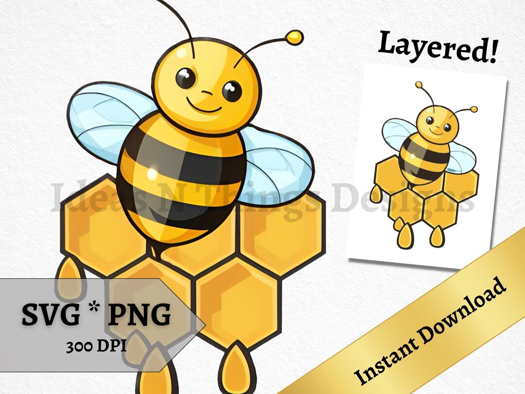 Bee SVG and PNG Honeycomb Instant Download for Crafts, Printable Wall ...