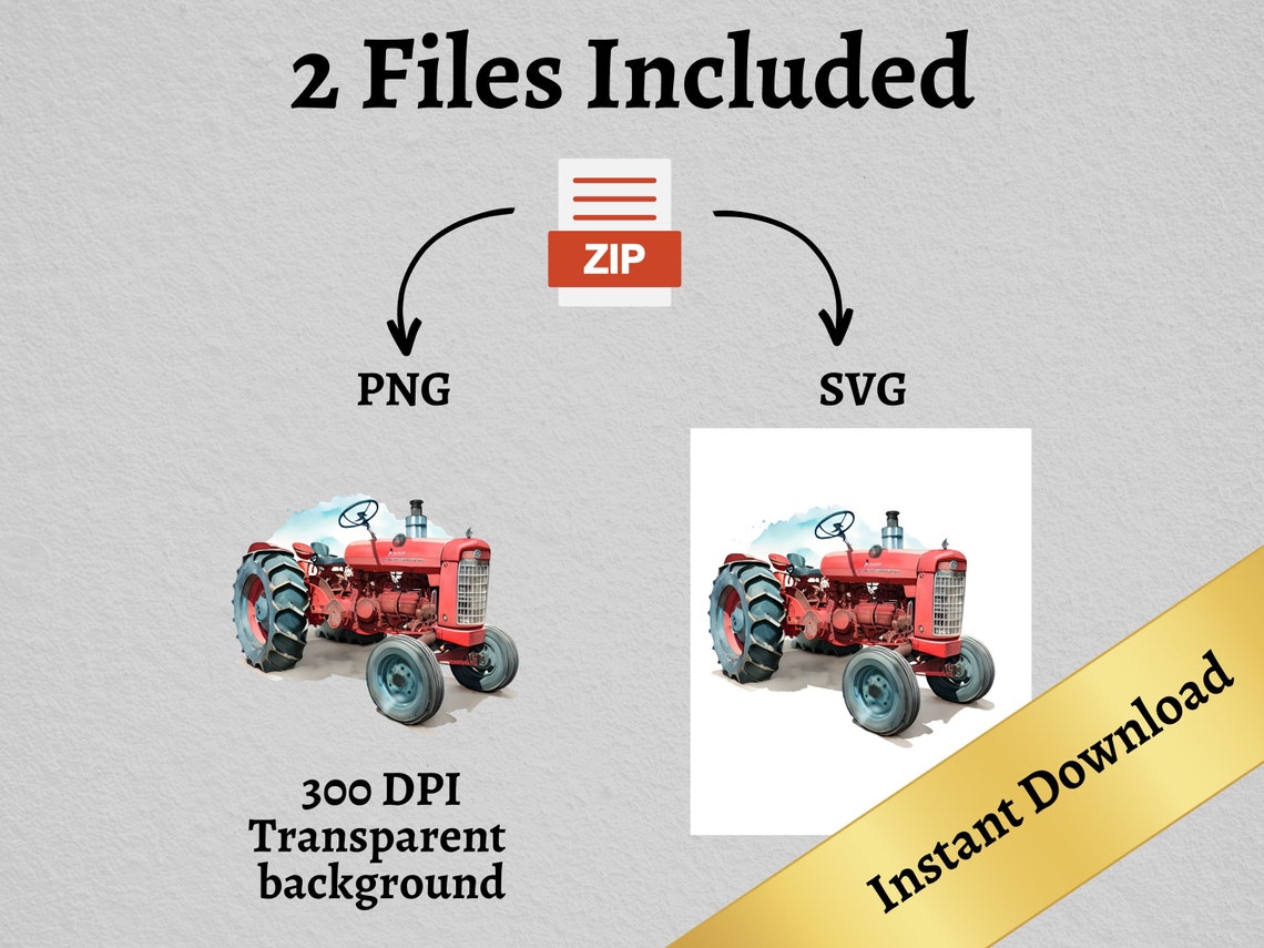 Tractor SVG and PNG Red Tractor Instant Download for Crafts, Printable ...
