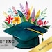 Graduation SVG and PNG Graduation Cap Flowers Instant Download for ...