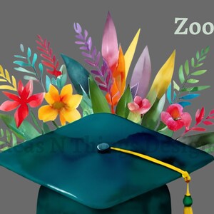 Graduation SVG and PNG Graduation Cap Flowers Instant Download for ...
