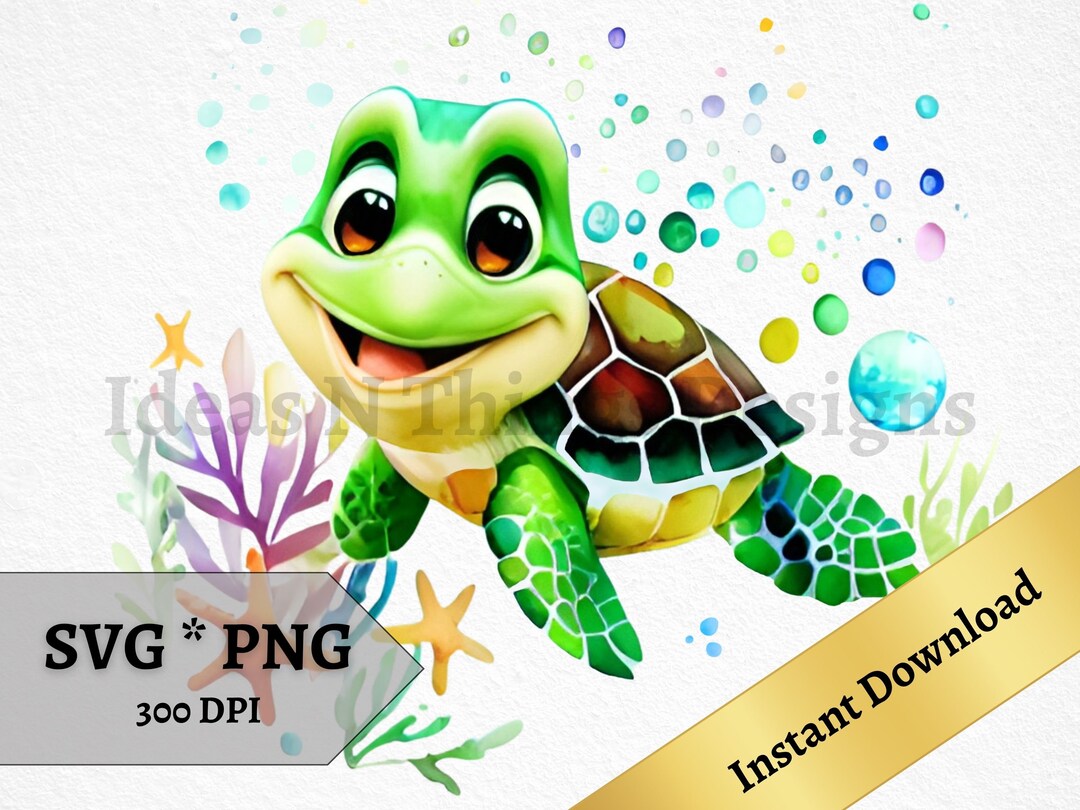 Baby Sea Turtle SVG and PNG Turtle Instant Download for Crafts ...