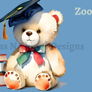 Graduation SVG and PNG Teddy Bear Cap Books Instant Download for ...