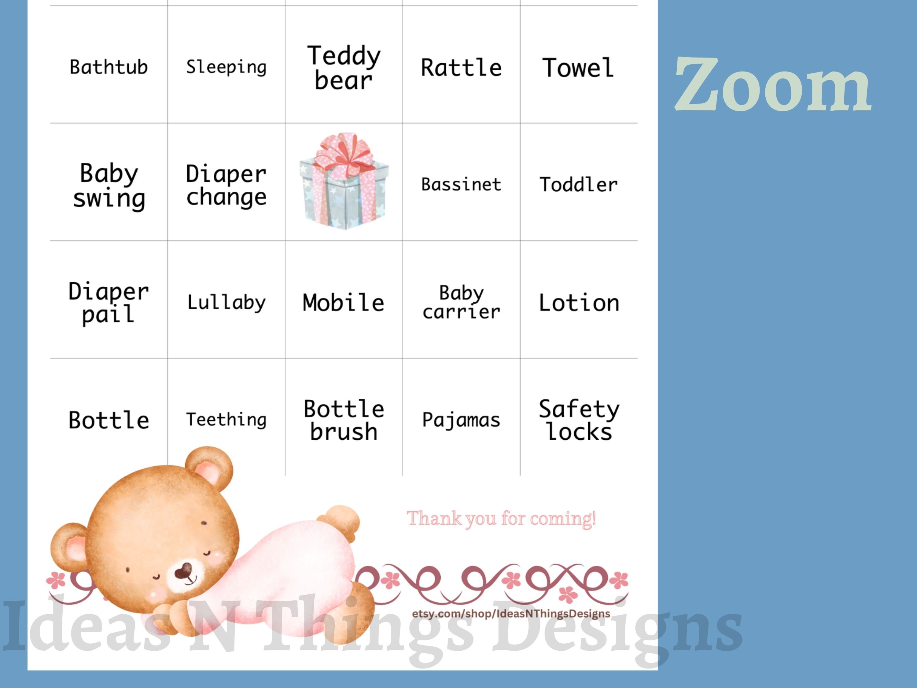 Printable Baby Shower Bingo Pink Teddy Bear Instant Download for Baby ...