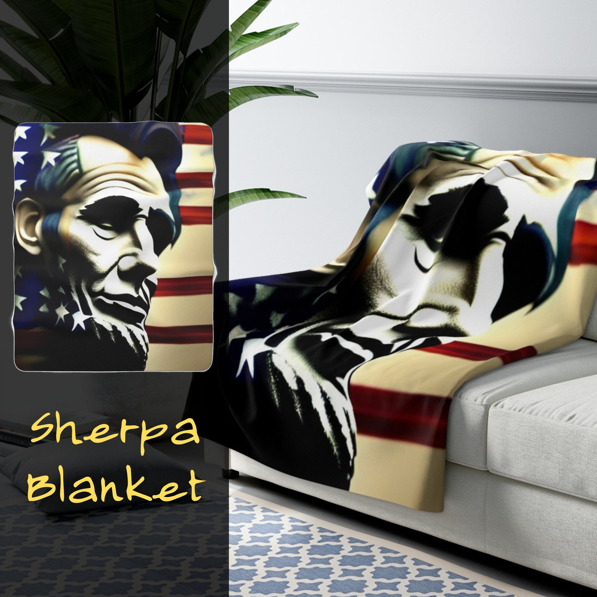 Patriotic President Abraham Lincoln Fleece Blanket Sofa Throw Founding ...