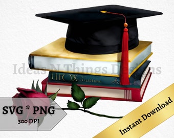 Graduation SVG and PNG Graduation Cap Flowers Instant Download for ...