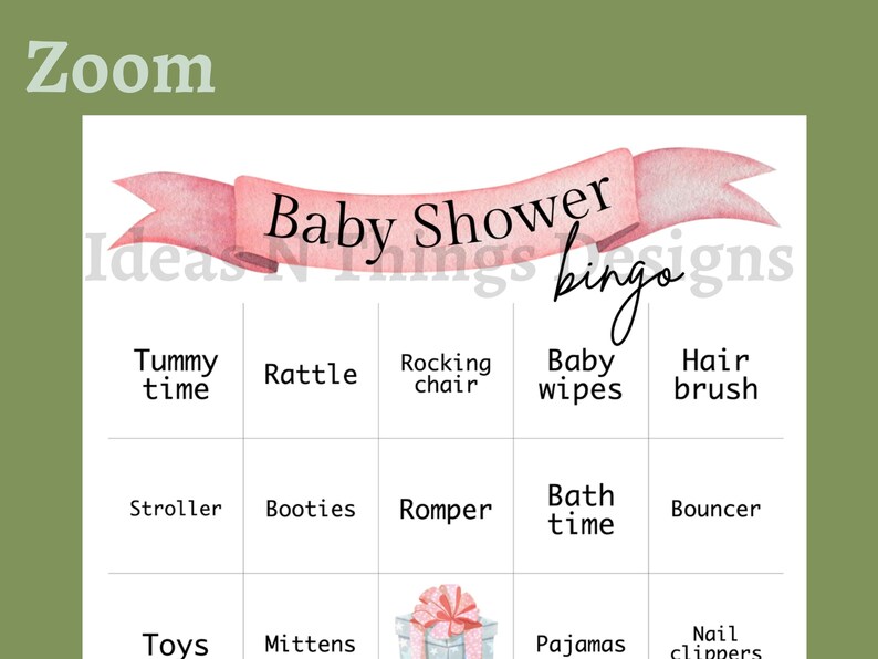 Printable Baby Shower Bingo Pink Teddy Bear Instant Download for Baby ...