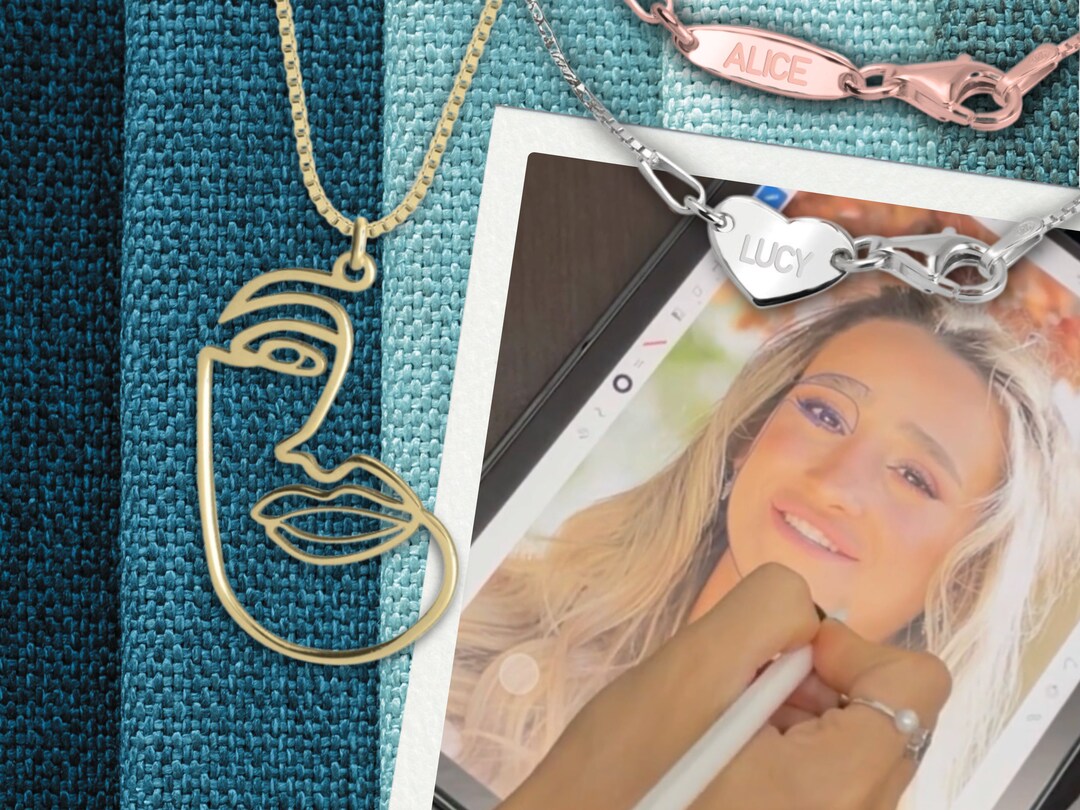 Picture Necklace Custom One Line Art Jewelry Silhouette Pendant for ...
