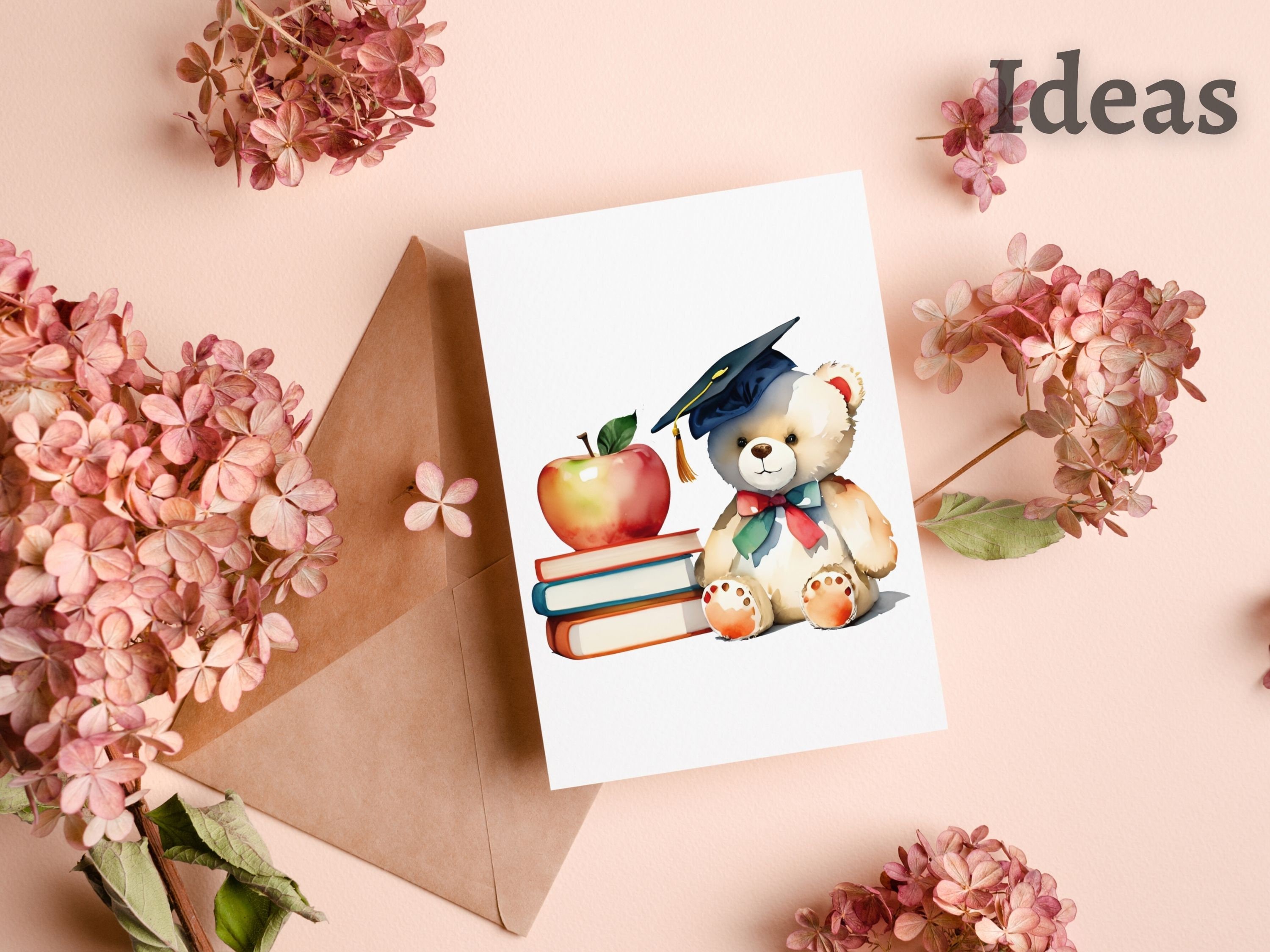 Graduation SVG and PNG Teddy Bear Cap Books Instant Download for ...
