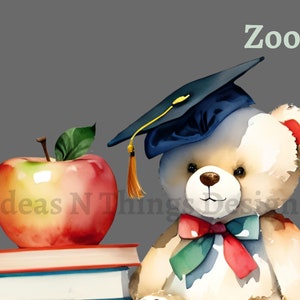 Graduation SVG and PNG Teddy Bear Cap Books Instant Download for ...